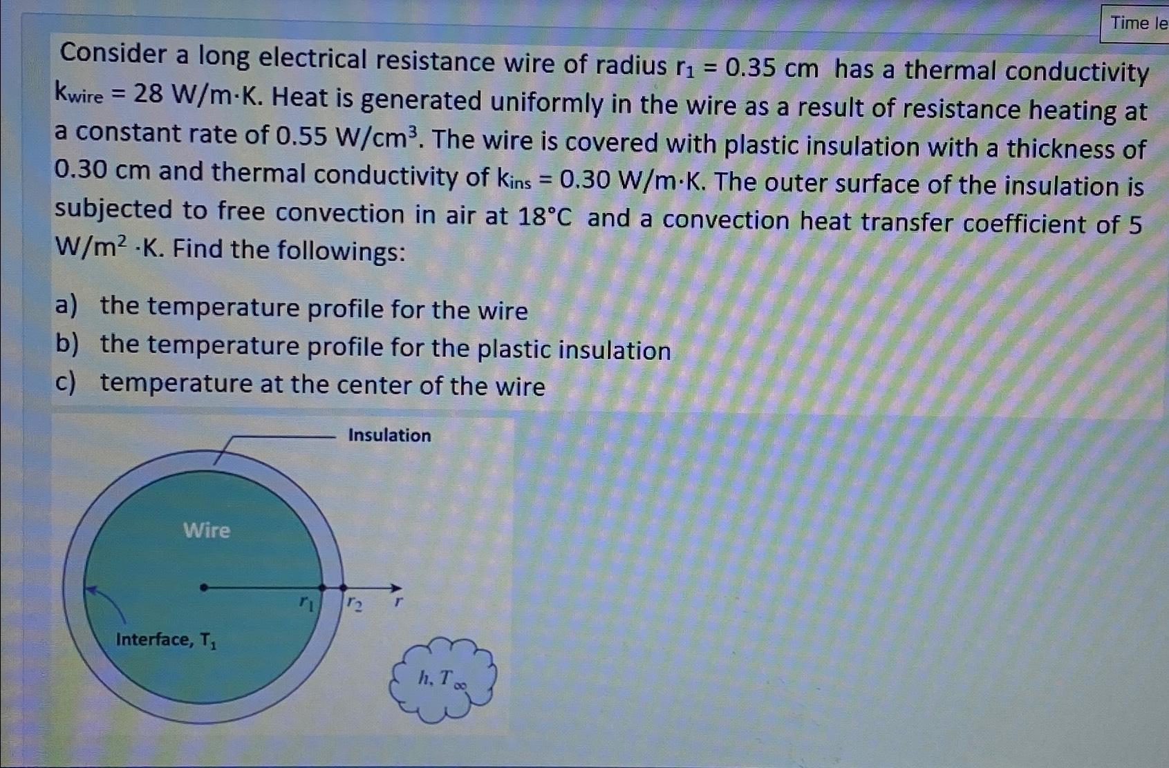 Solved Consider a long electrical resistance wire of radius | Chegg.com