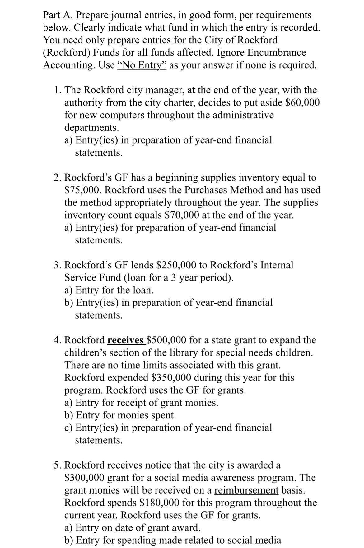 Solved Part A. ﻿Prepare journal entries, in good form, per | Chegg.com