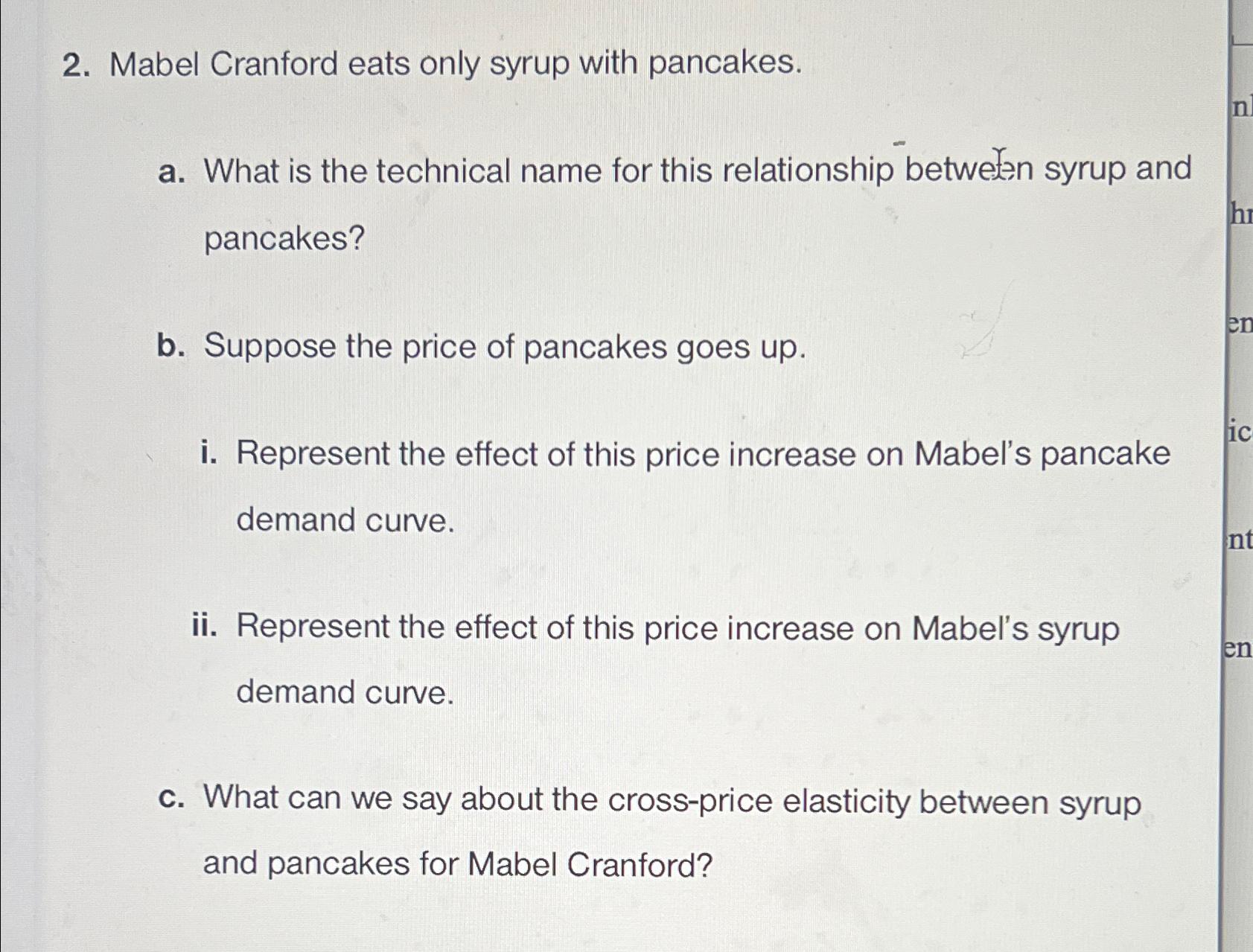 Solved Mabel Cranford eats only syrup with pancakes.a. ﻿What | Chegg.com