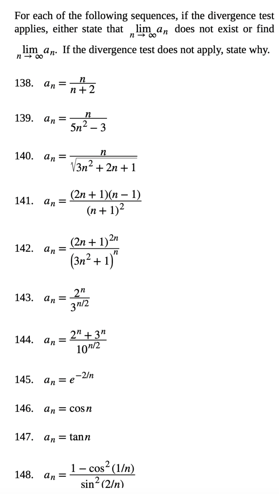 Solved For each of the following sequences, if the | Chegg.com