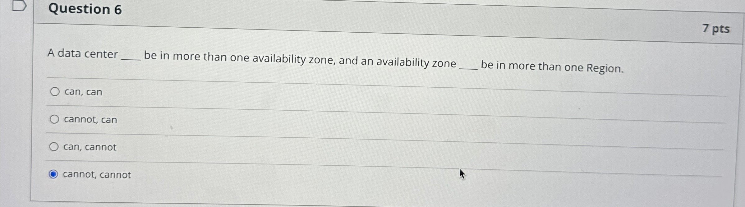 Solved Question 67 ﻿ptsA data center ﻿be in more than one | Chegg.com