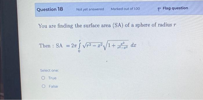 Solved You are finding the surface area (SA) of a sphere of | Chegg.com