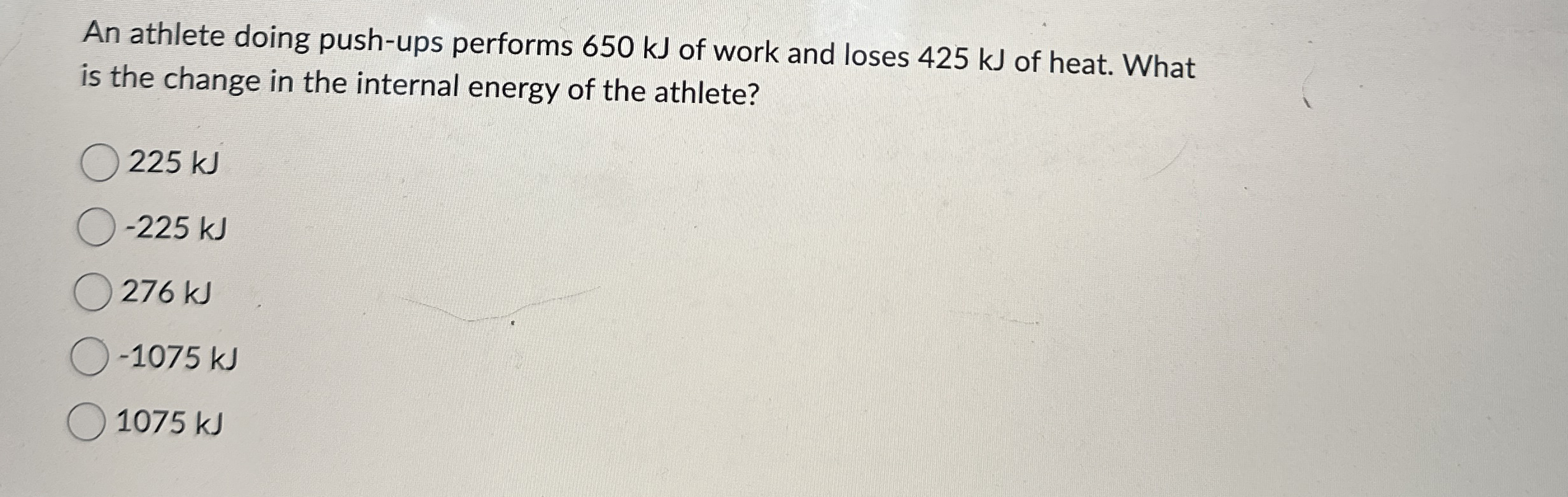 Solved An athlete doing push-ups performs 650 ﻿kJ of work | Chegg.com