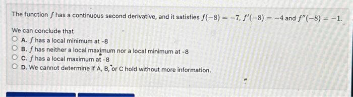 Solved The Function F Has A Continuous Second Derivative