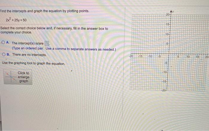 Solved у 20- Find the intercepts and graph the equation by | Chegg.com