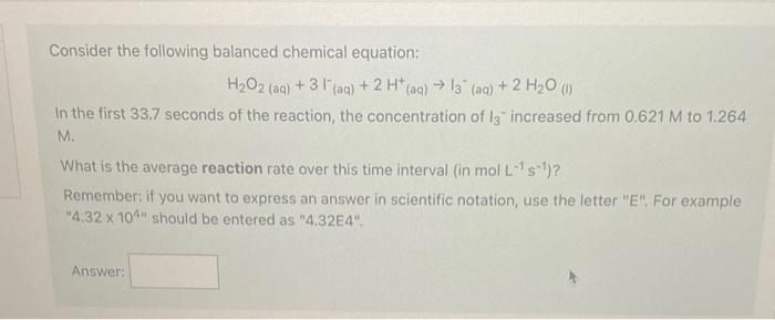 Solved Consider the following balanced chemical equation: | Chegg.com