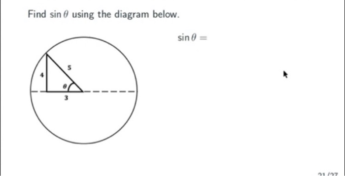 Solved Find sin using the diagram below. sin 0 = 5 17 | Chegg.com