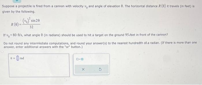 Solved Suppose a projectile is fired from a cannon with | Chegg.com