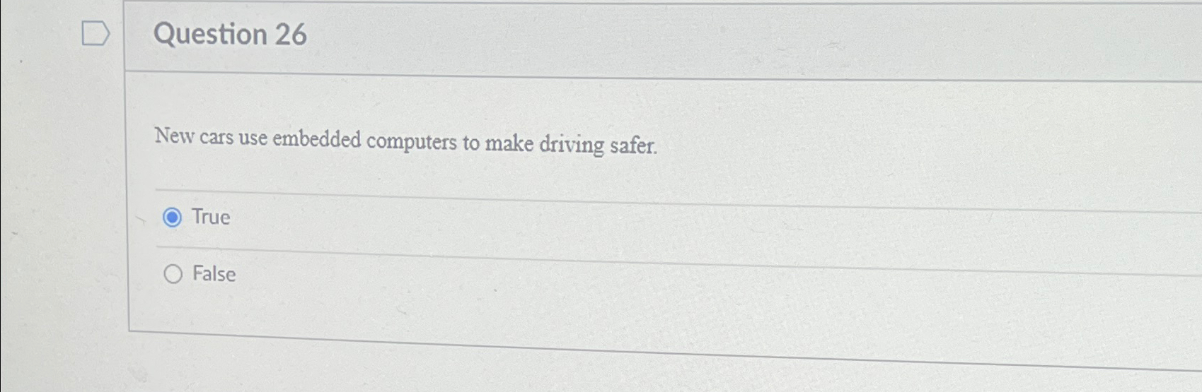 Solved Question 26New cars use embedded computers to make | Chegg.com