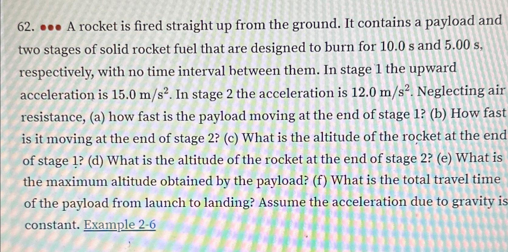 Solved A rocket is fired straight up from the ground. It | Chegg.com