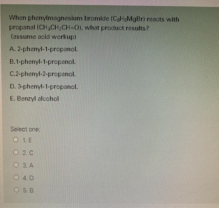 Solved When phenylmagnesium bromide (C6H5MgBr) reacts with | Chegg.com