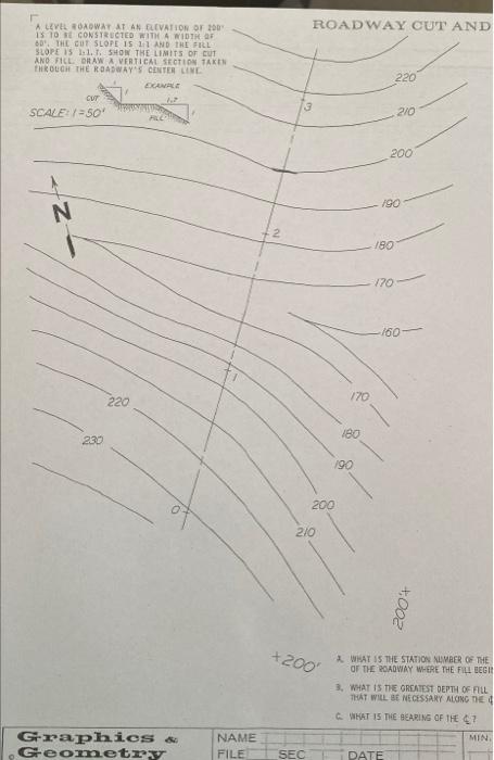 ROADWAY CUT AND FILL A LEVEL ROADWAY AT AN ELEVATION | Chegg.com