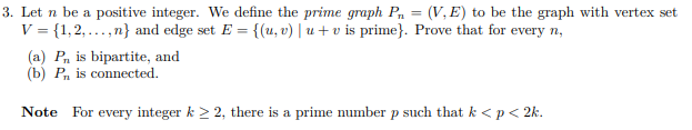 Solved by an EXPERT Let n be ﻿a positive integer. We ﻿define the prime | Chegg.com