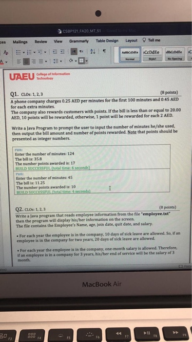 Solved CSBP121 FA20 MT 51 Des Mailings Review View Layout | Chegg.com