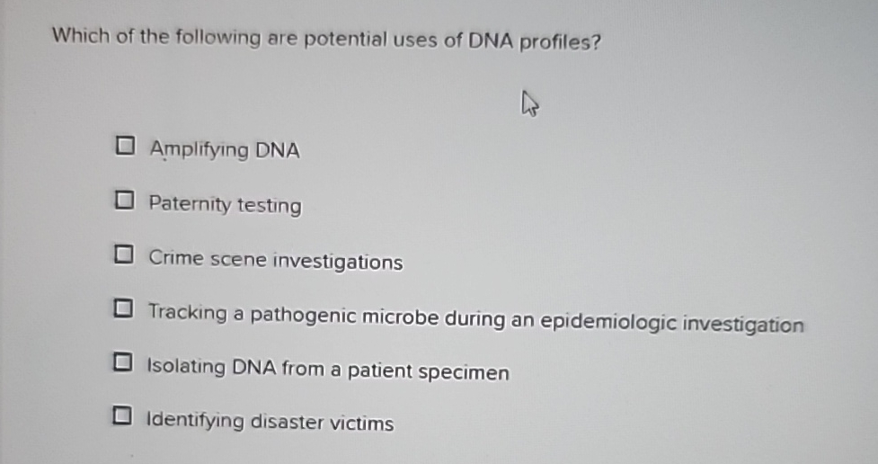 Solved Which of the following are potential uses of DNA | Chegg.com