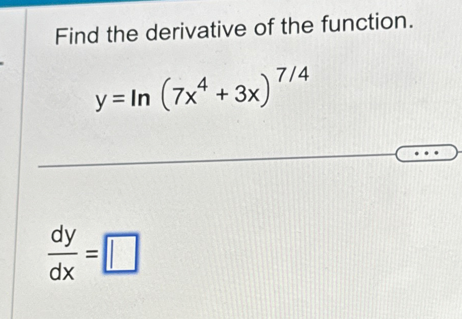 Solved Find the derivative of the | Chegg.com