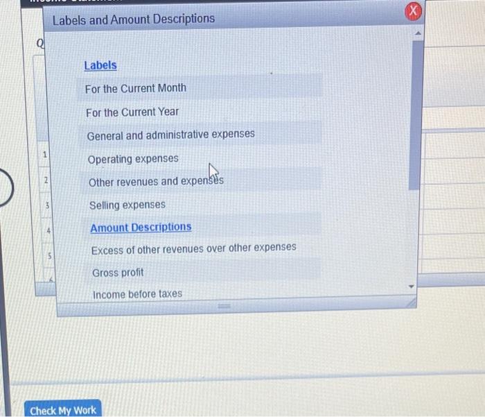 Solved The following income statement items, arranged in | Chegg.com