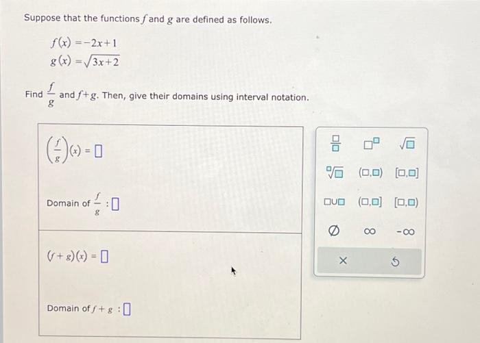 Solved Suppose that the functions fand g are defined as | Chegg.com