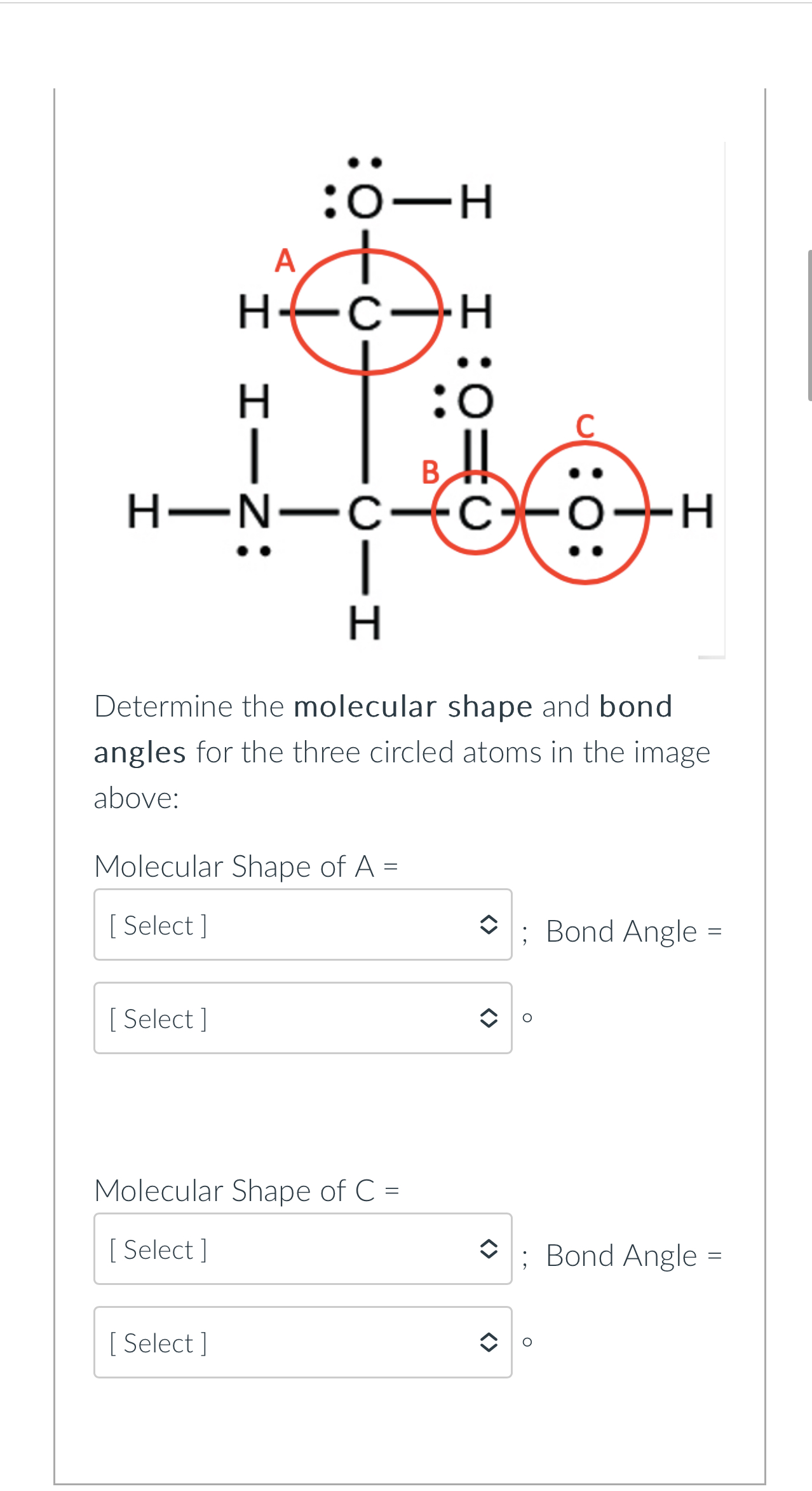 Solved Determine the molecular shape and bond angles for the | Chegg.com