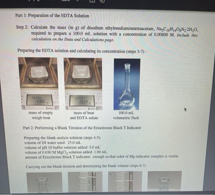 Solved Part 1: Preparation of the EDTA Solution Step 2: | Chegg.com