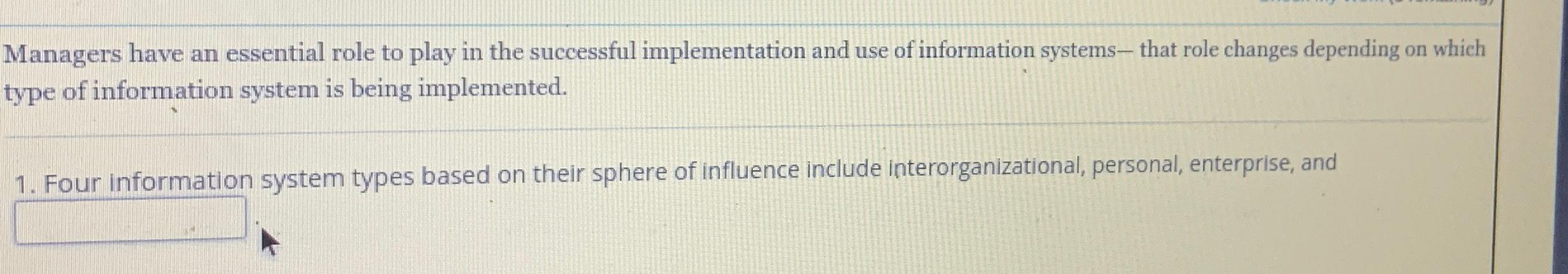 Solved Managers have an essential role to play in the | Chegg.com