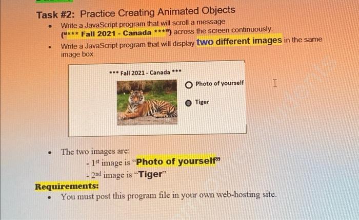 Solved Task #2: Practice Creating Animated Objects Write a | Chegg.com