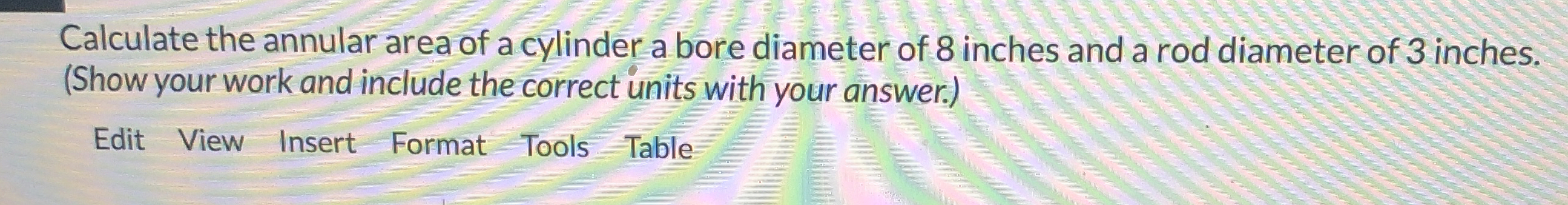 Solved Calculate the annular area of a cylinder a bore | Chegg.com