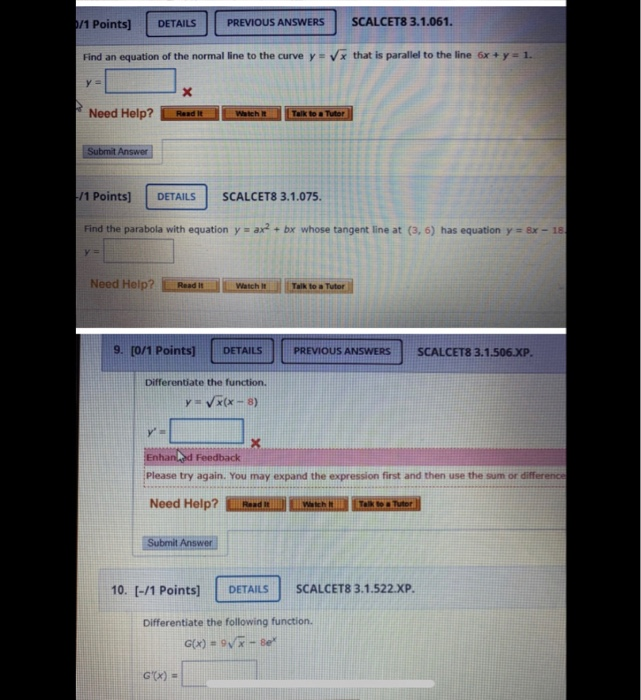 Solved 0/1 Points) DETAILS PREVIOUS ANSWERS SCALCET8 | Chegg.com