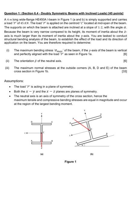 Solved Question 1: (Section 6.4 - Doubly Symmetric Beams | Chegg.com