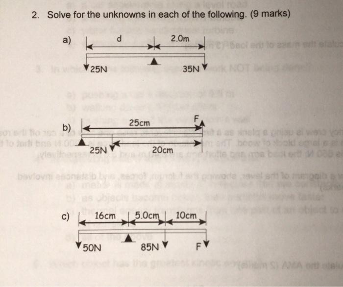 Solved 2. Solve for the unknowns in each of the following. | Chegg.com