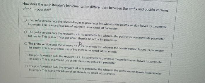 Solved How does the node iterator's implementation | Chegg.com