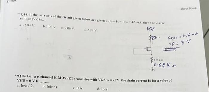 Solved Fire Q14. If the currents of the circuit given below | Chegg.com