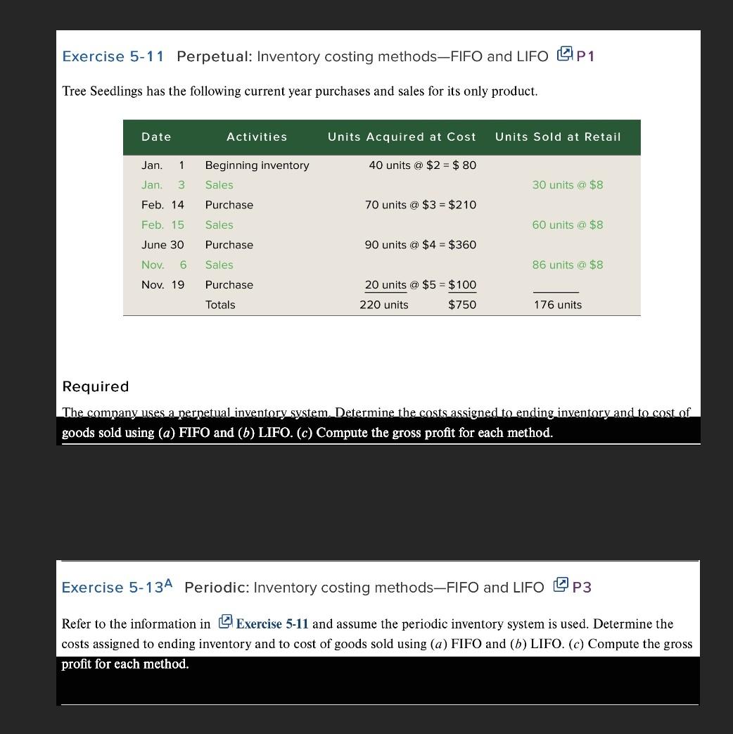 Solved Exercise 5-11 Perpetual: Inventory costing | Chegg.com