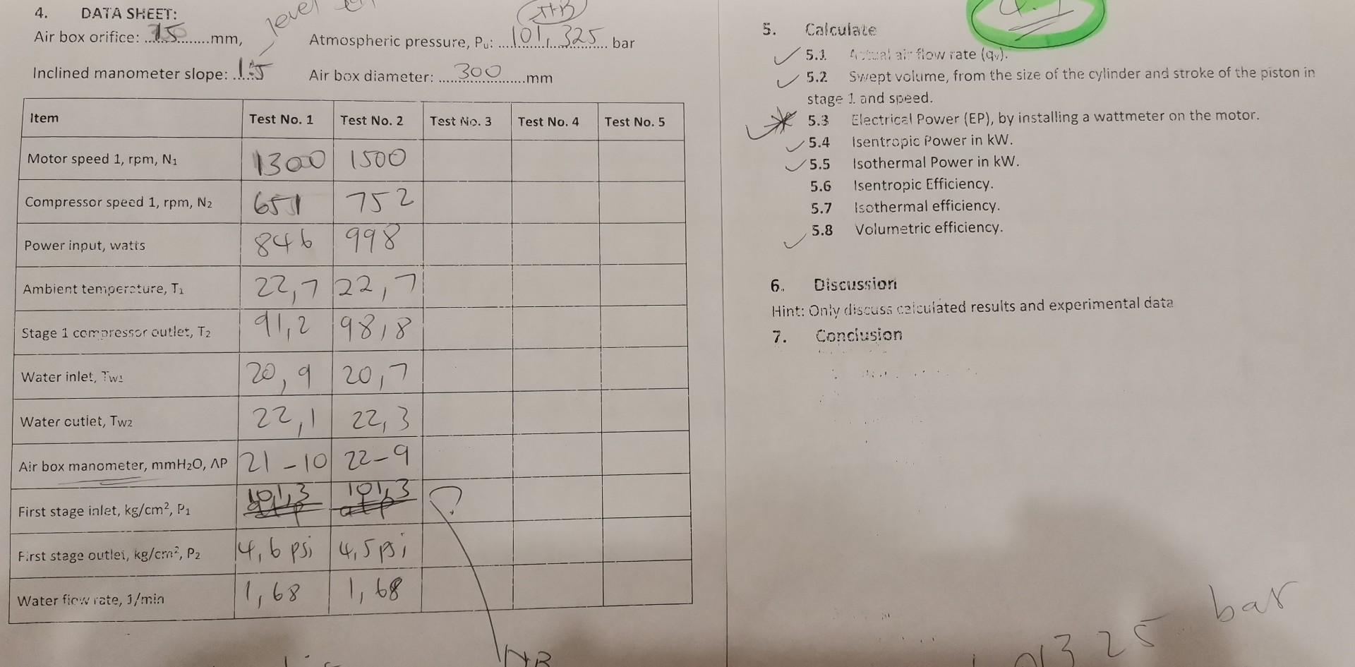 Solved 5.2. Swept volume, from the size of the cylinder and | Chegg.com
