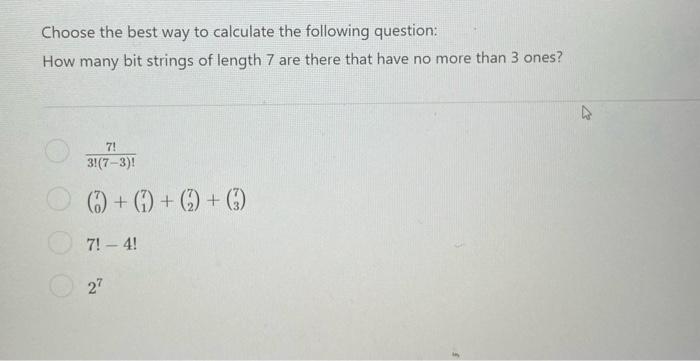 Solved Choose the best way to calculate the following | Chegg.com
