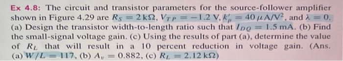 Solved Ex 4.8: The circuit and transistor parameters for the | Chegg.com