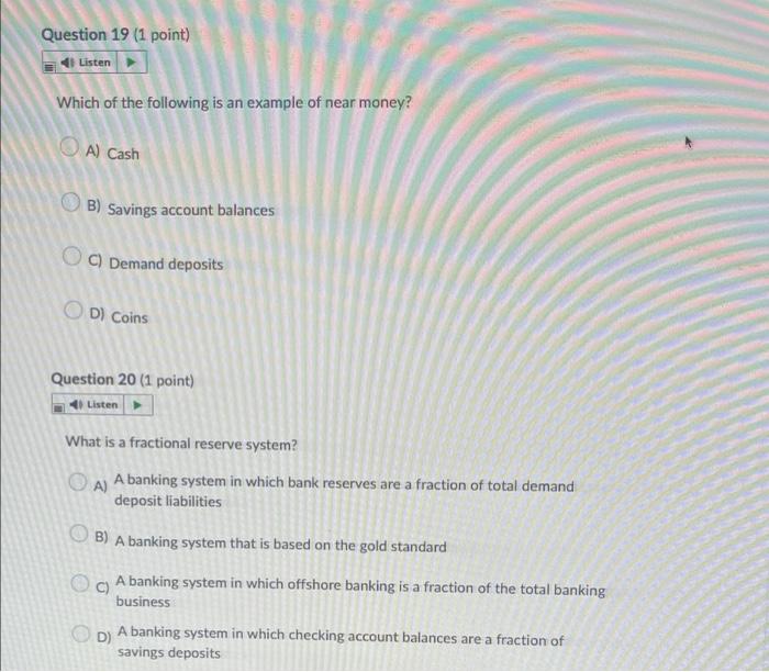 Solved Question 19 (1 point) Listen Which of the following | Chegg.com