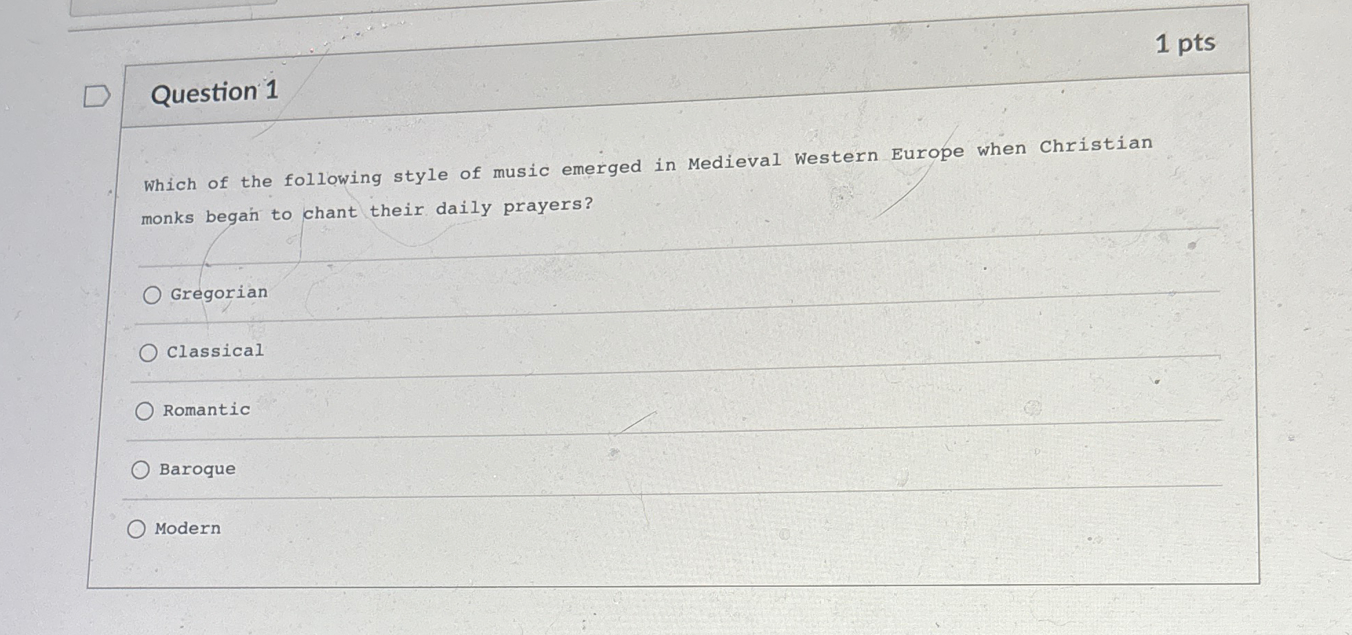 Solved Question 11 ﻿ptsWhich of the following style of music | Chegg.com