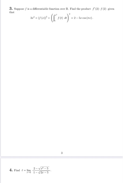 Solved 3. Suppose f is a differentiable function over R. | Chegg.com