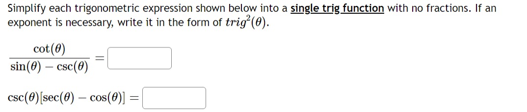 Solved Simplify each trigonometric expression shown below | Chegg.com