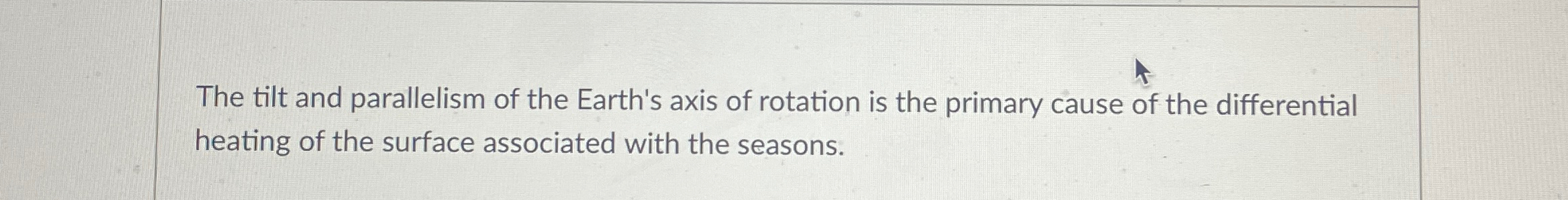 Solved The tilt and parallelism of the Earth's axis of | Chegg.com