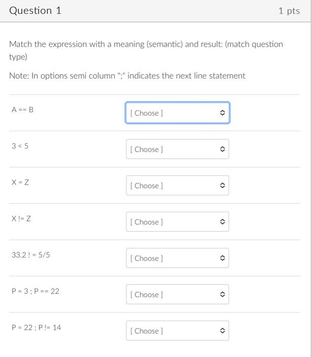 Solved Match the expression with a meaning (semantic) and | Chegg.com