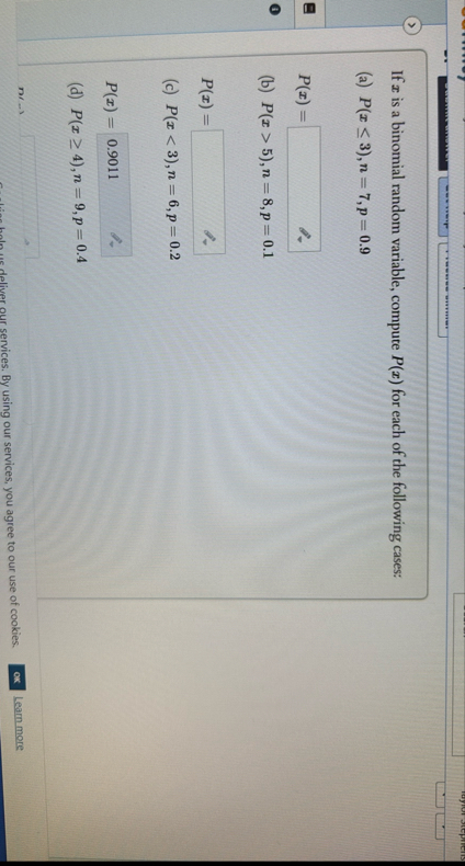 Solved If x ﻿is a binomial random variable, compute P(x) | Chegg.com