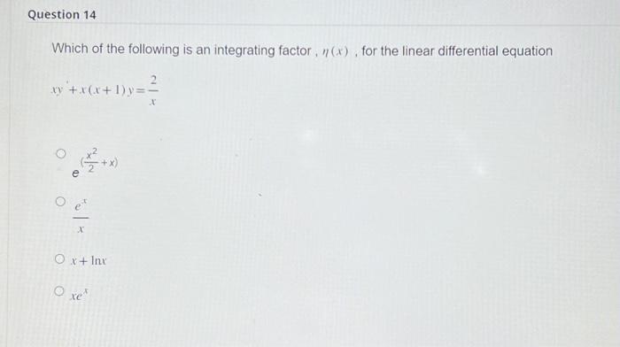 Solved Which of the following is an integrating factor, | Chegg.com