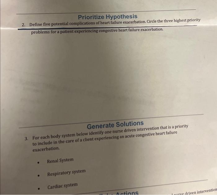 Prioritize Hypothesis 2. Define five potential | Chegg.com