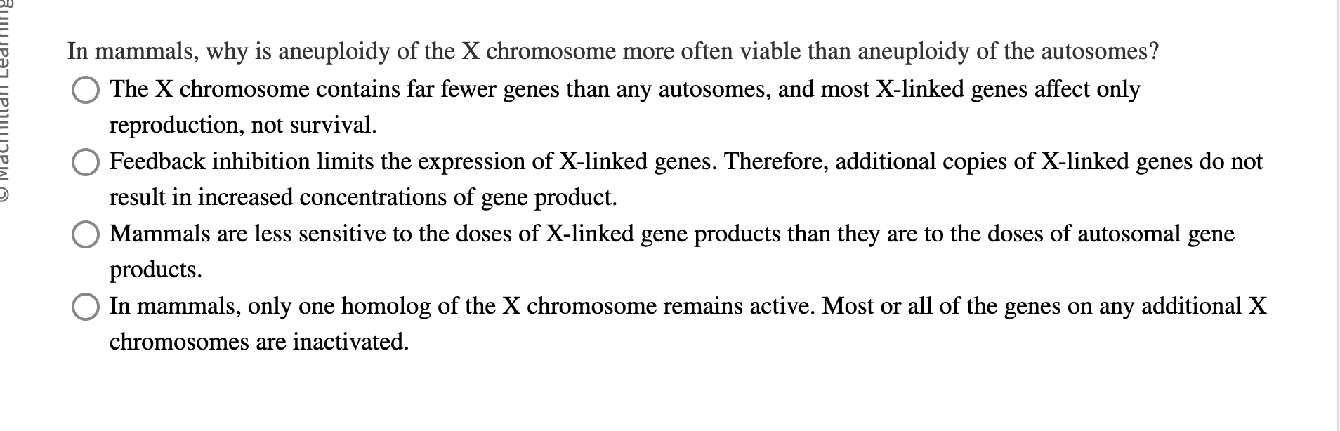 Solved In mammals, why is aneuploidy of the \( ﻿X \) | Chegg.com