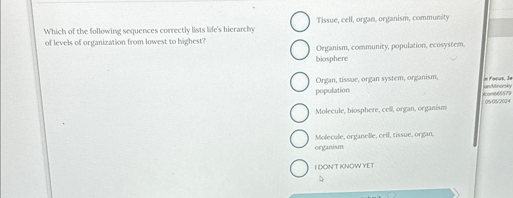 Solved Which of the following sequences correctly lists | Chegg.com