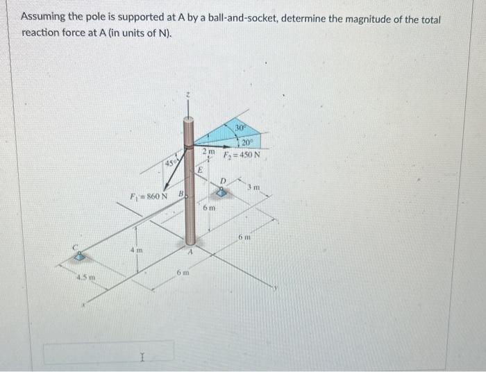Solved Assuming the pole is supported at A by a | Chegg.com