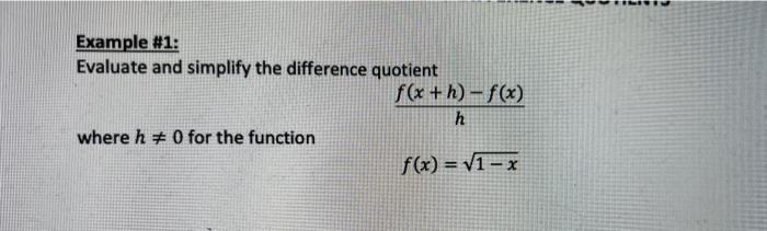 Solved Example #1: Evaluate and simplify the difference | Chegg.com