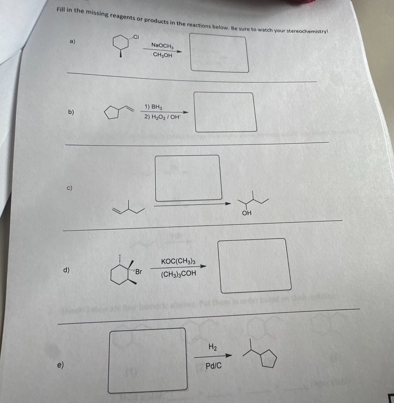 Solved Fill in the missing reagents or products in the | Chegg.com